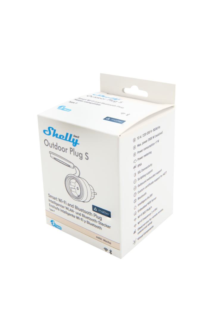 Shelly Outdoor Plug S Gen3 Enchufe Inteligente PM Wi-Fi Exterior
