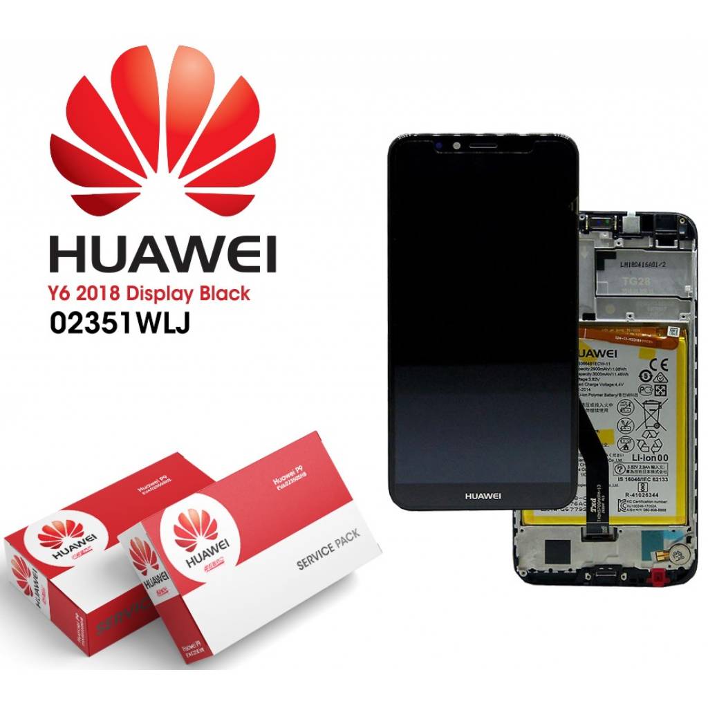 Display Huawei Y6 2018/Y6 Prime Comp c/Marco + Batería Negro Original ...