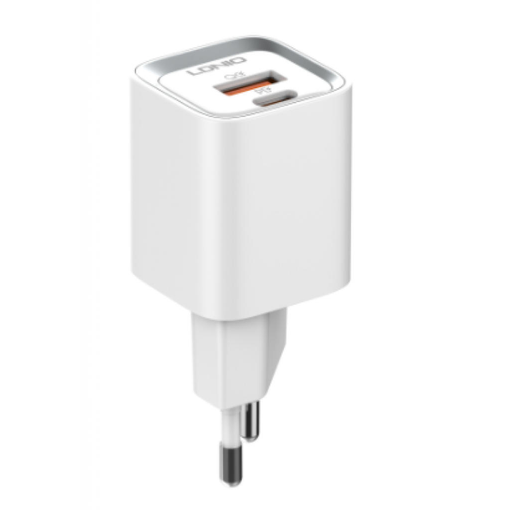 Cargador Pared A2318C USB C a USB C 20W PD/QC3.0 Carga Rápida Blanco LDNIO