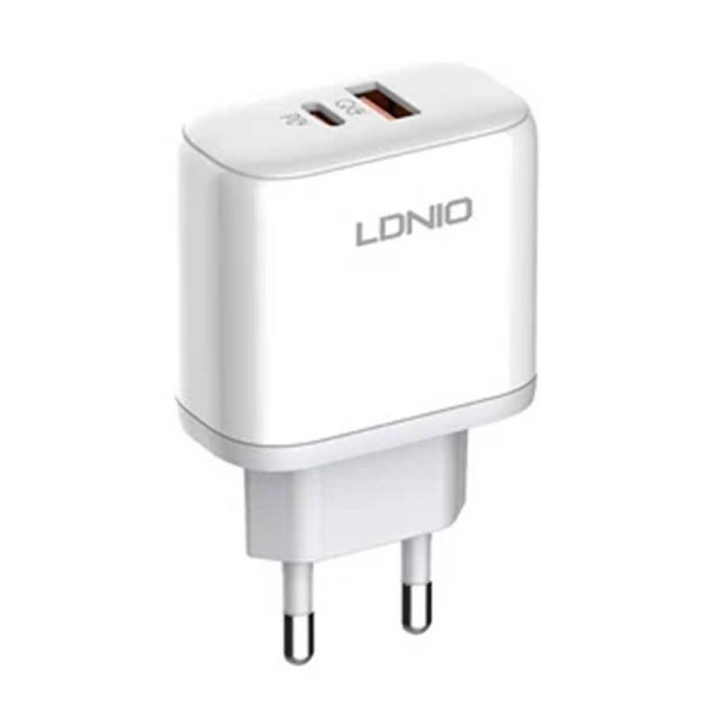 Cargador Pared A2526C USB C - Lightning 45W PD/QC4 +QC3.0 Carga Rápida Blanco LDNIO